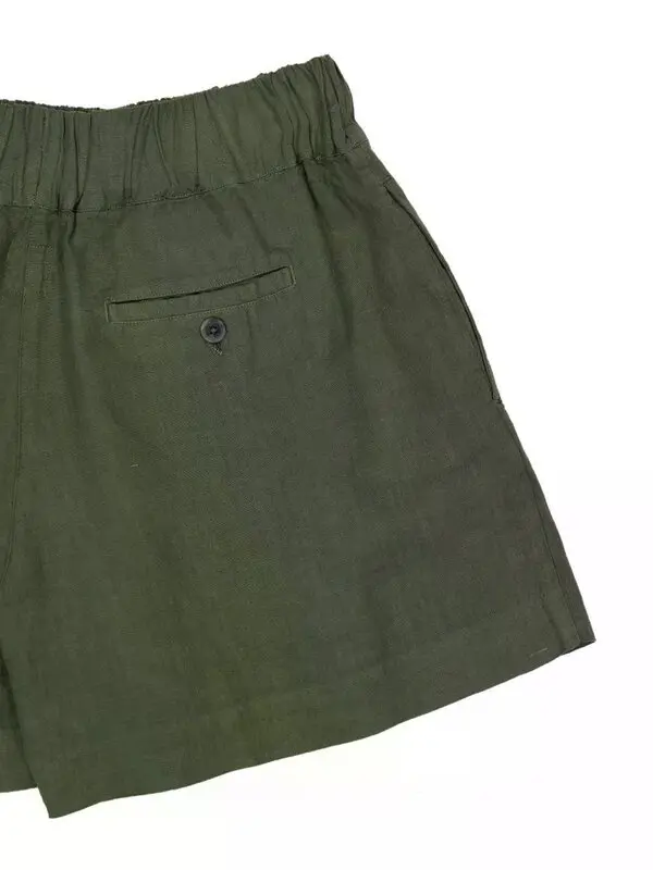 120% Lino Elasticated-waist Shorts - Green