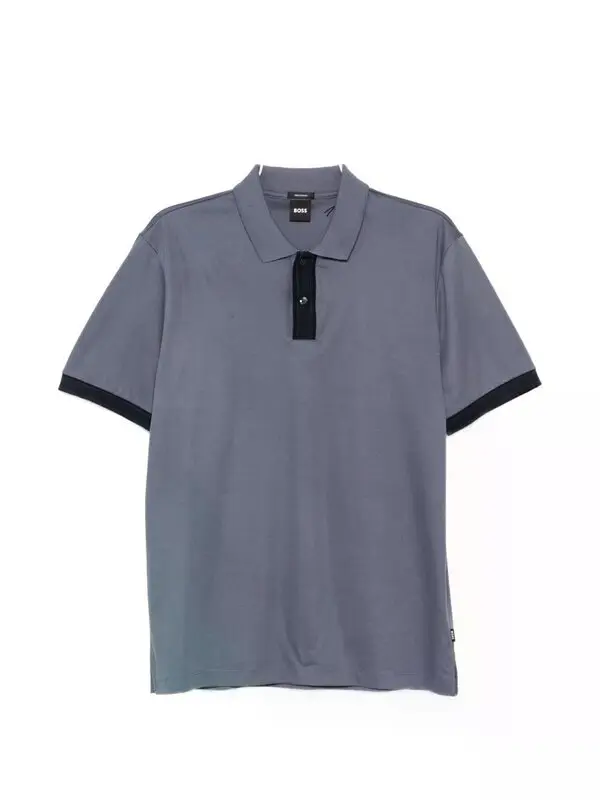 BOSS Striped-trim Polo Shirt - Blue
