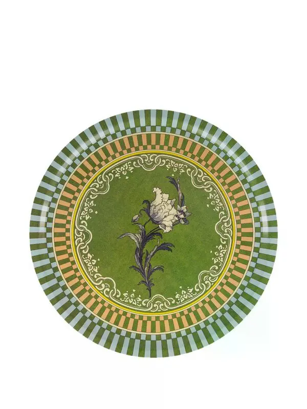 La DoubleJ Nymph Bloom Printed Wood Tray - Green