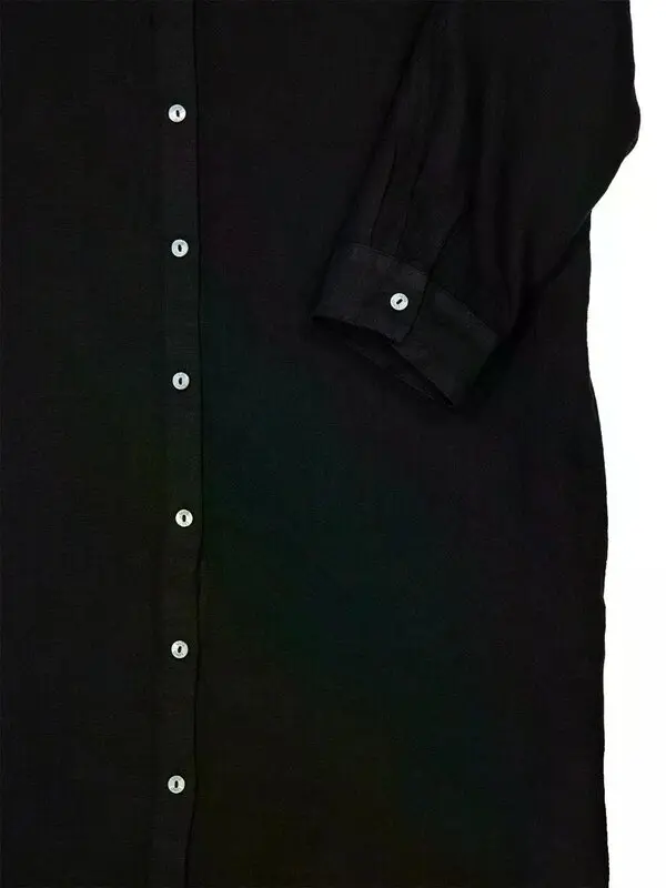 120% Lino Button-down Maxi Shirt Dress - Black