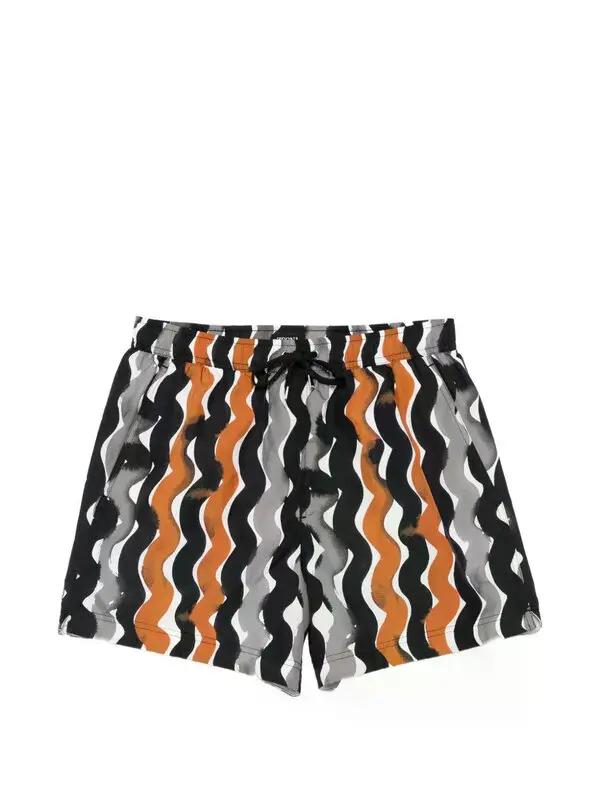 Zegna Printed Drawstring Swim Shorts - Grey