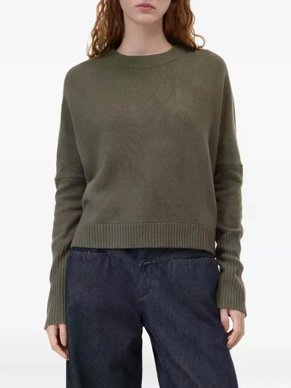 Closed Ribbed-trim Wool Sweater - Green