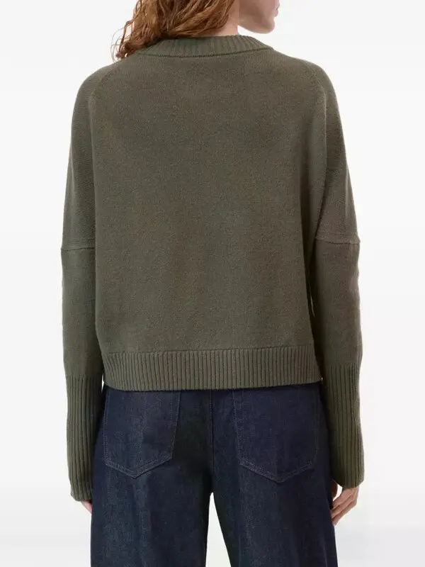 Closed Ribbed-trim Wool Sweater - Green