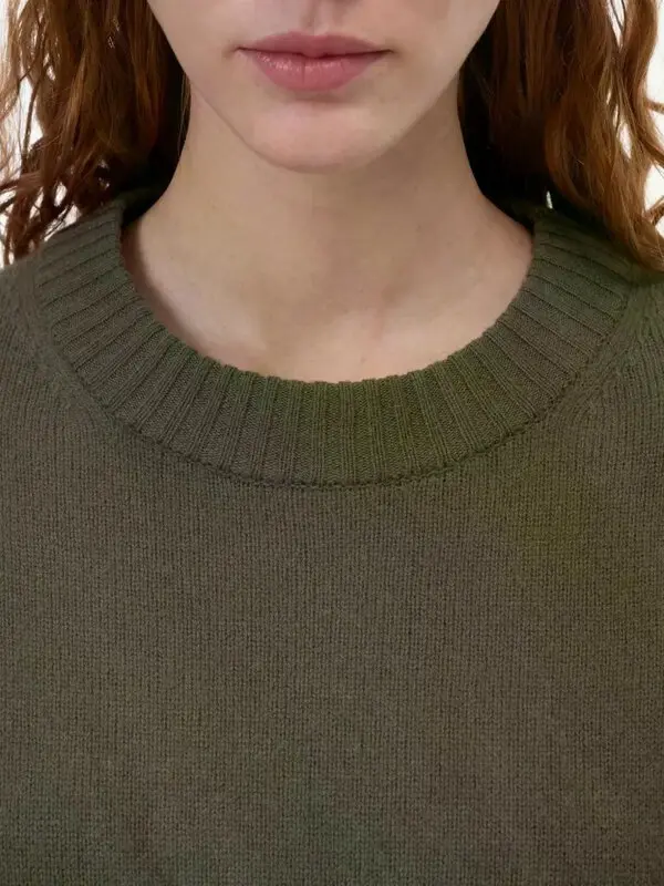 Closed Ribbed-trim Wool Sweater - Green