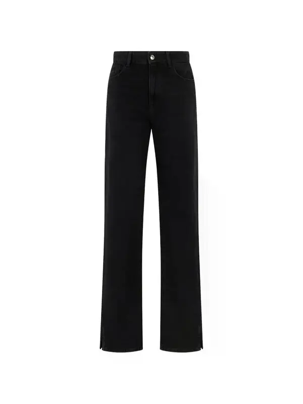 ICON DENIM LOS ANGELES Jodie Side-slit Straight Leg Jeans - Black
