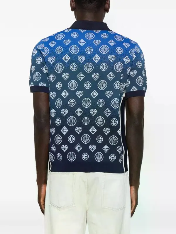 Casablanca Monogram-pattern Gradient-effect Shorts - Blue