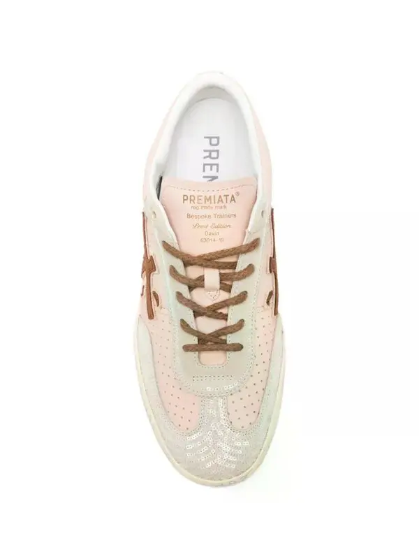 Premiata David Sequin-embellished Sneakers - Pink