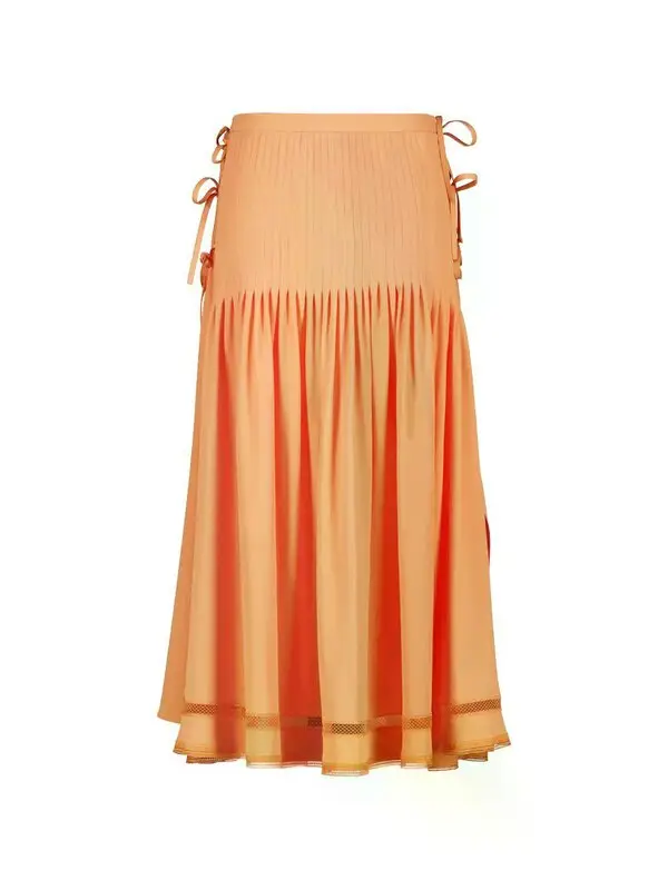 Rabanne Pleated Skirt With Bow Detail - Orange