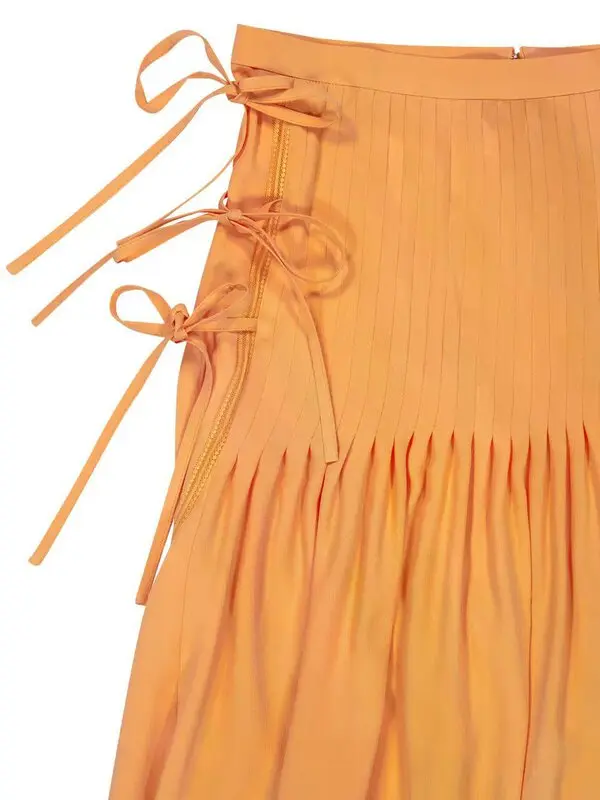 Rabanne Pleated Skirt With Bow Detail - Orange