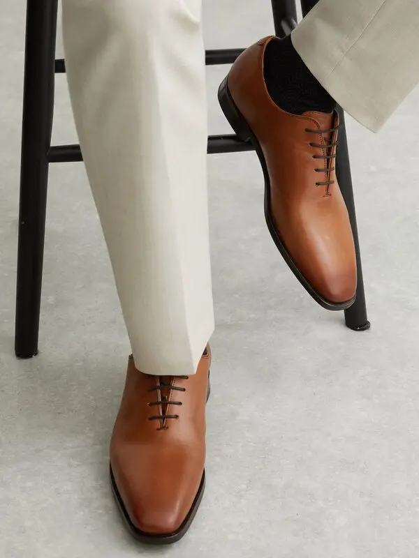 REISS Leather Oxford Shoes - Light Tan