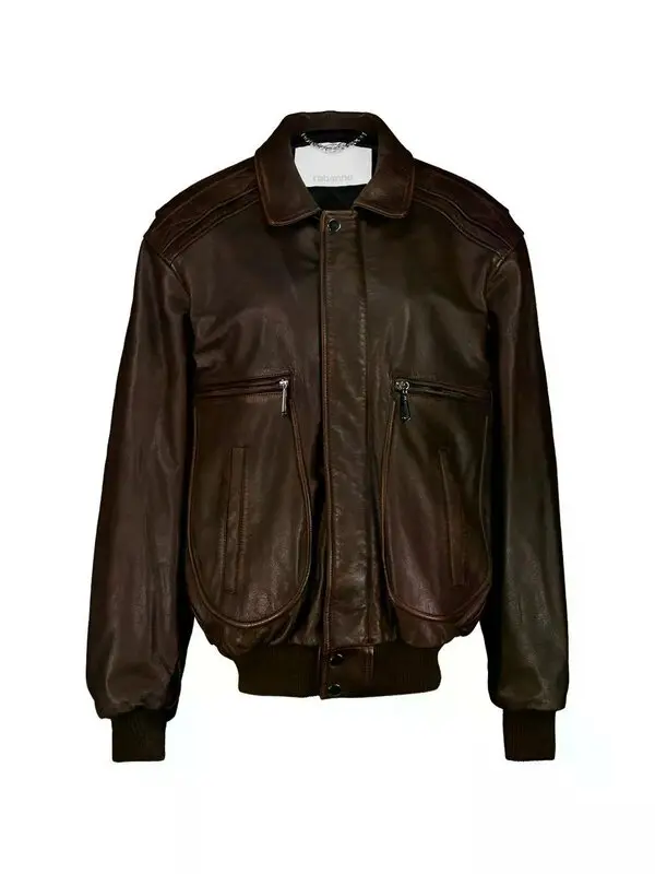 Rabanne Quilted-shoulder Leather Jacket