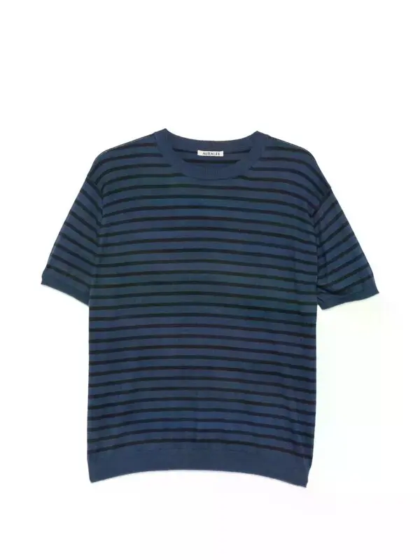 Auralee High-gauge Striped Cotton T-shirt