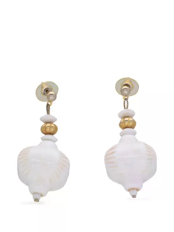 Vintage Beaded Drop Earrings - Gold