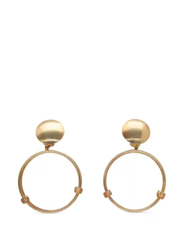 Vintage Hoop Drop Earrings - Gold