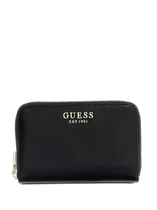 Guess Logo-plaque Zip-around Wallet - Black