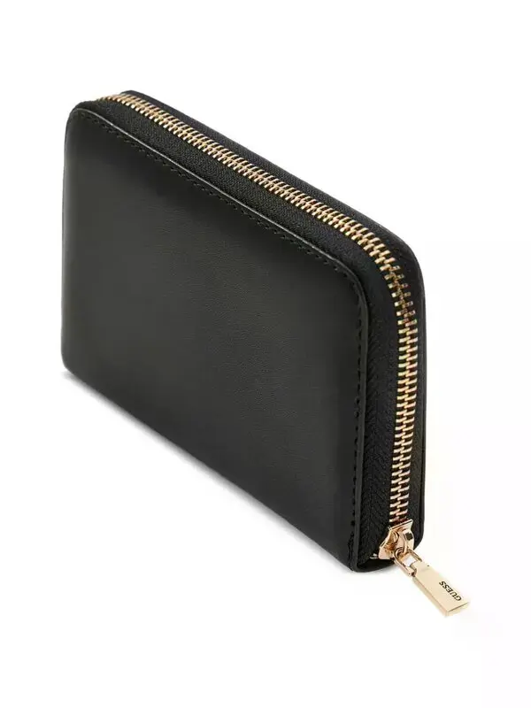 Guess Logo-plaque Zip-around Wallet - Black