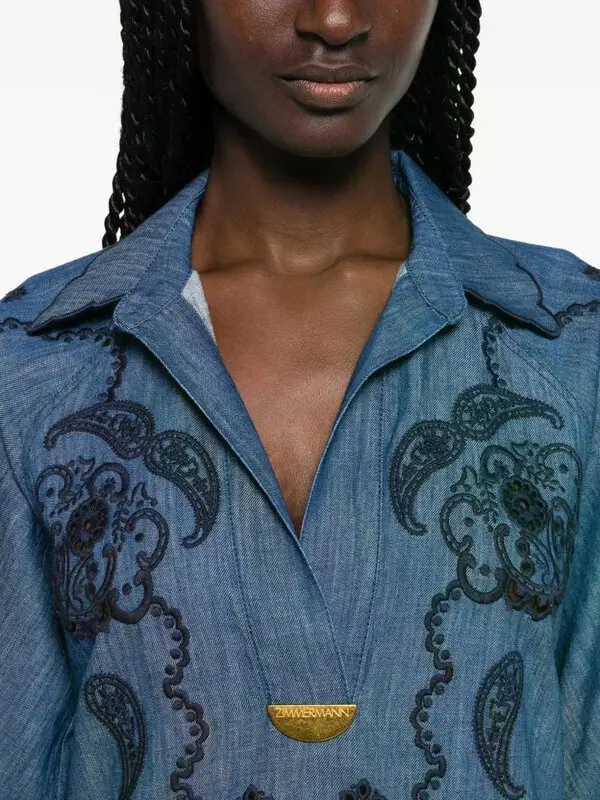 Zimmermann Aster Paisley-embroidered Midi Dress - Blue