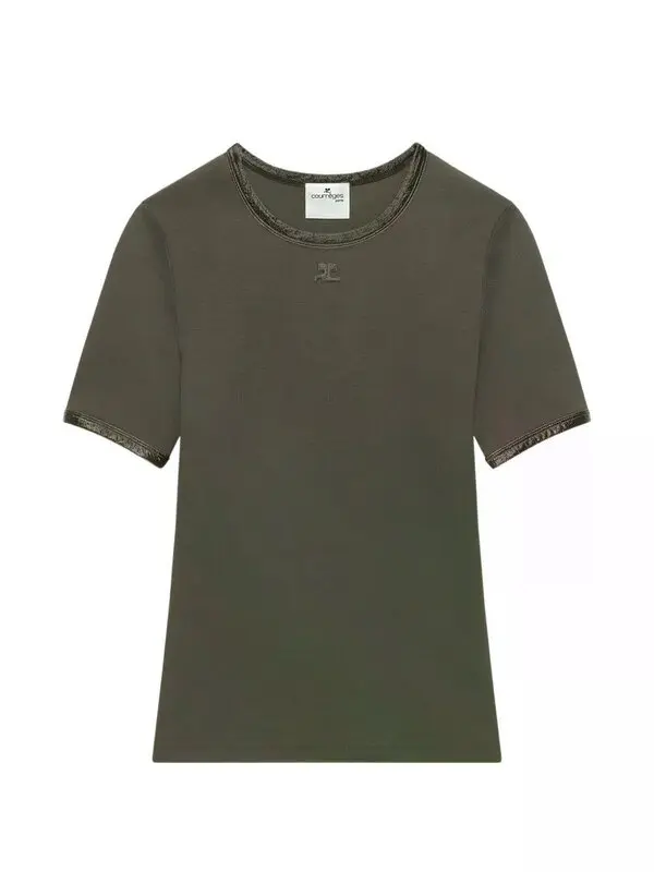 COURREGES Vinyl-trim Logo-patch T-shirt - Green