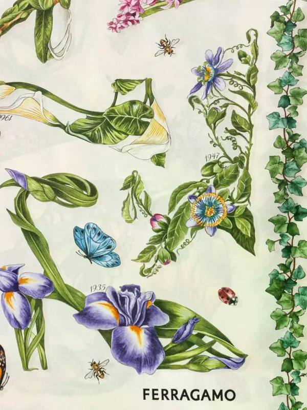FERRAGAMO Eden Shoes-print Silk Scarf - Neutrals