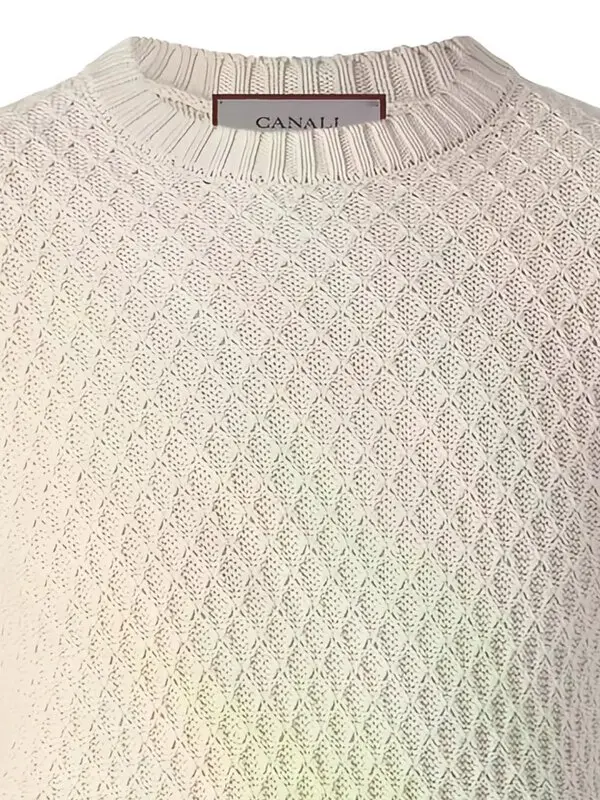 Canali Diamond-knit Crew-neck Sweater - Neutrals