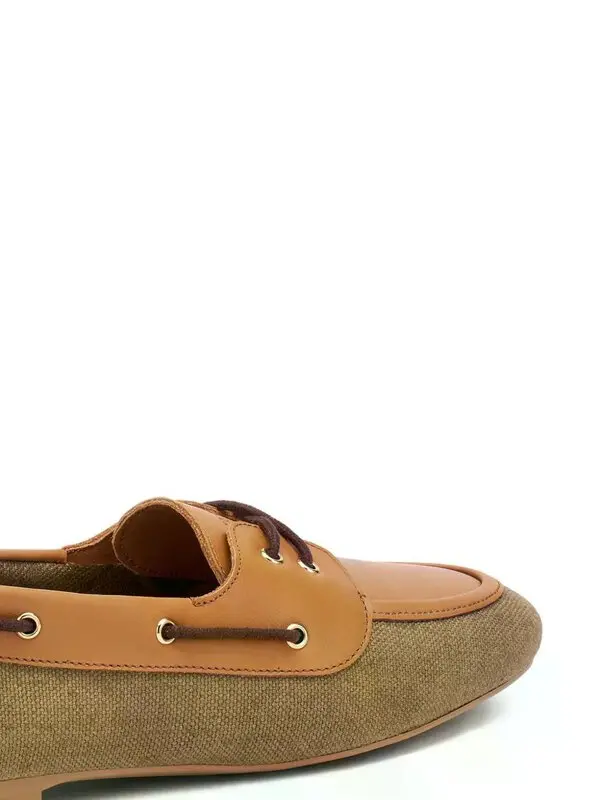 FRAU Bi-material Panelled Boat Loafers - Green
