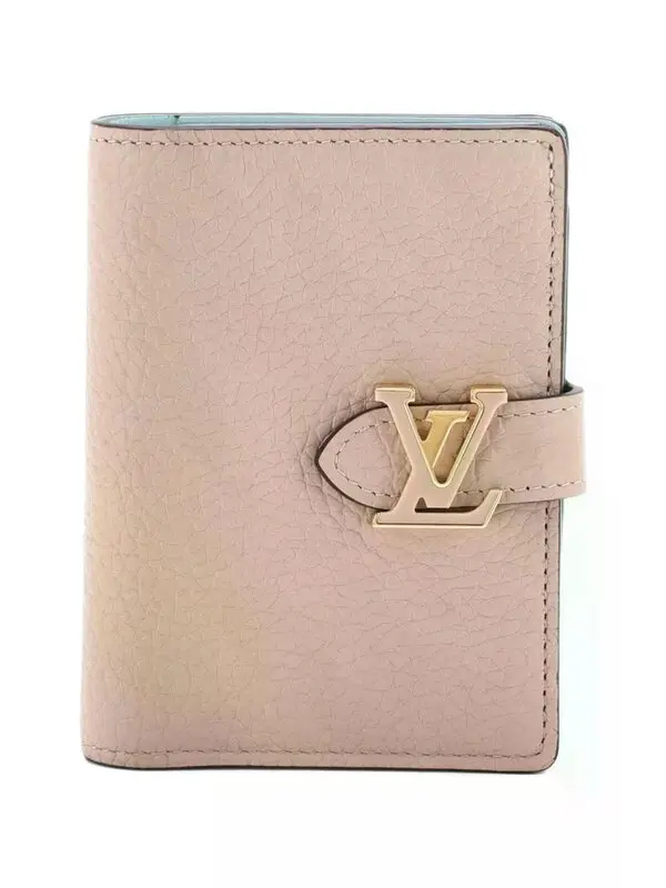LOUIS VUITTON Vertical Wallet Taurillion Leather Compact Small Wallets - Neutrals