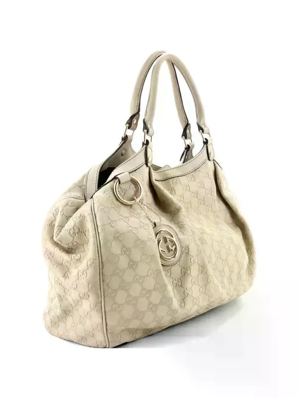 Gucci Sukey Ssima Leather Large Tote Bag - Neutrals