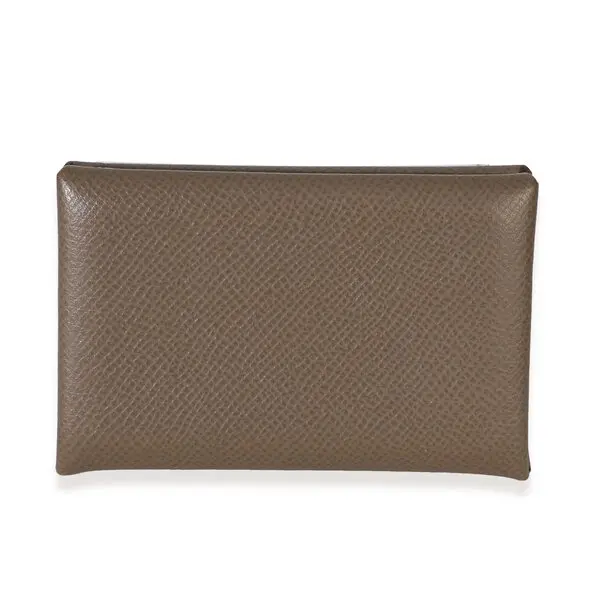 Hermès Etoupe Epsom Calvi Card Holder - Gray