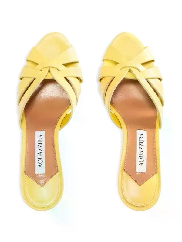 AQUAZZURA Copacabana Knotted Leather Sandals - Yellow