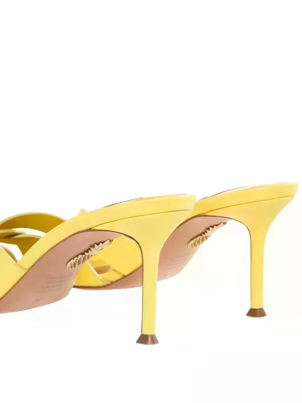 AQUAZZURA Copacabana Knotted Leather Sandals - Yellow