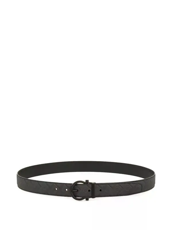 FERRAGAMO Gancini Reversible And Adjustable Belt - Black