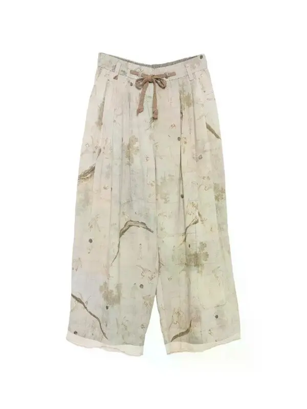ZIGGY CHEN Graphic-print Trousers - Neutrals