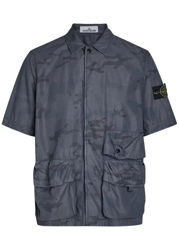 Stone Island Camo-print Cotton-blend Shirt