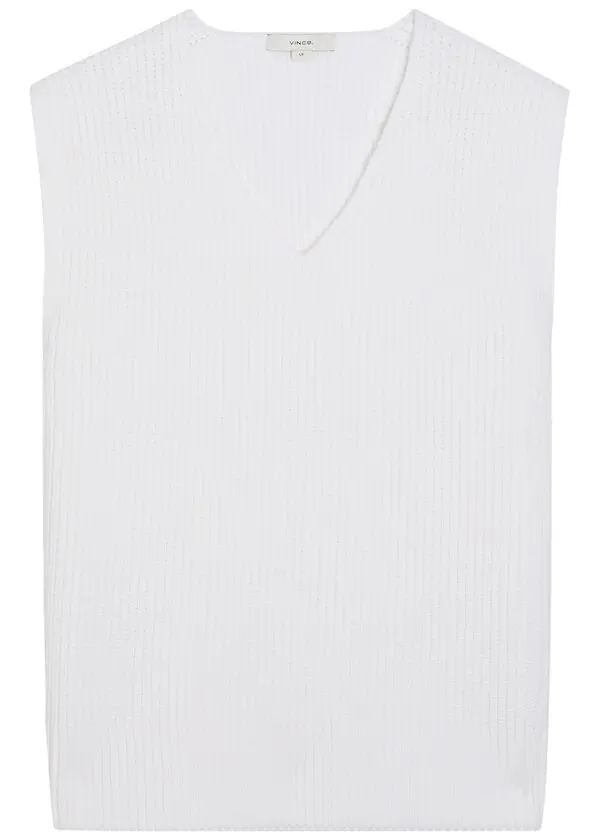 Vince Fine-knit Cotton-blend Vest - White