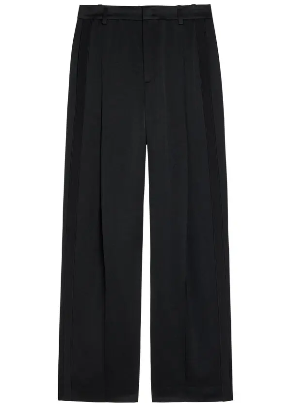 Vince Panelled Straight-leg Satin Trousers - Black