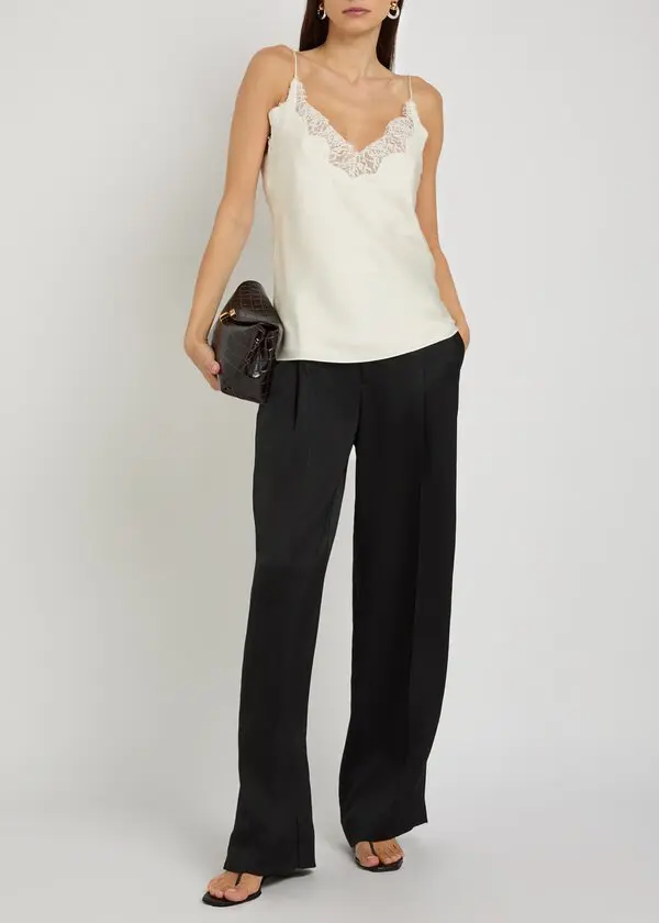 Vince Panelled Straight-leg Satin Trousers - Black