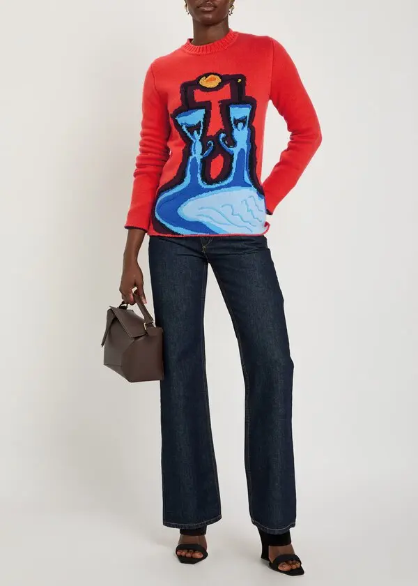 Gabriela Hearst Avichai Intarsia Cashmere Jumper - Red