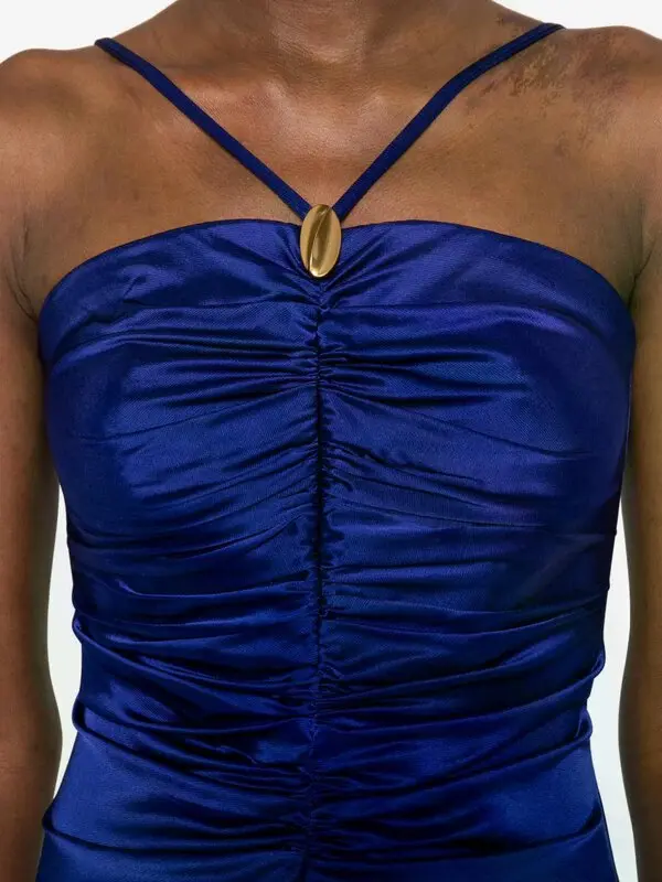 Max Mara Oggetti Ruched Maxi Dress - Blue