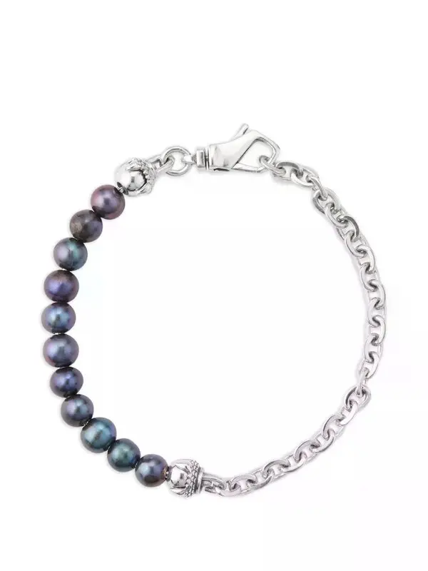 Emanuele Bicocchi Pearl-embellished Chain-link Bracelet - Silver