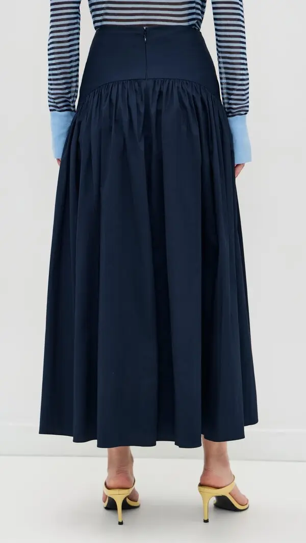 Staud Stretch Poplin Procida Skirt - Navy