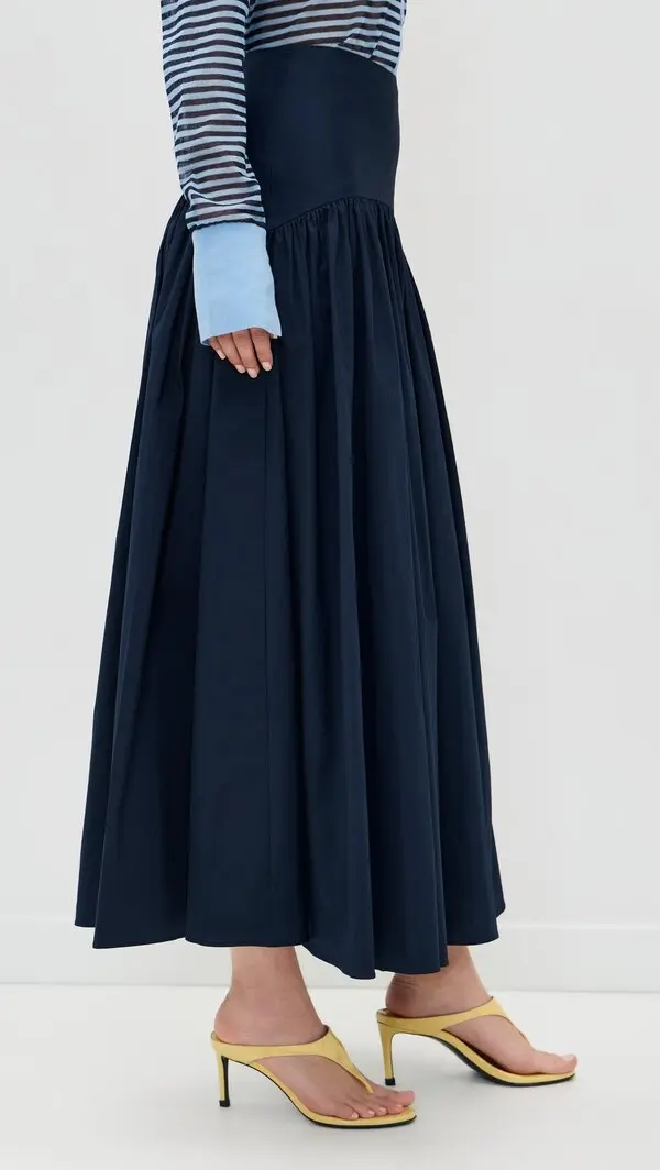 Staud Stretch Poplin Procida Skirt - Navy