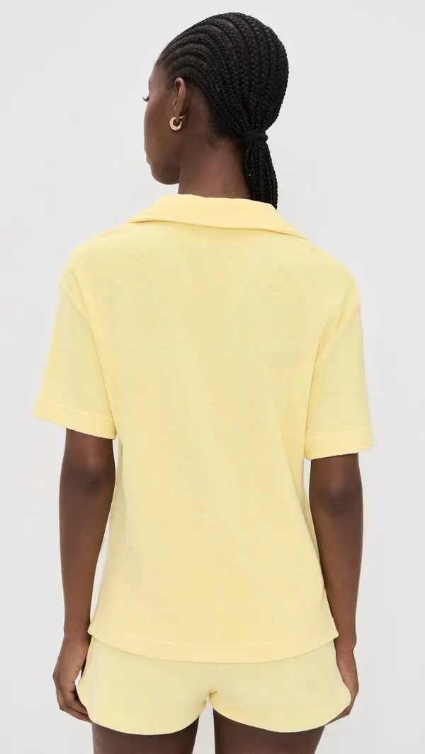 Hunza G Terry Towelling Collared Top - Butter