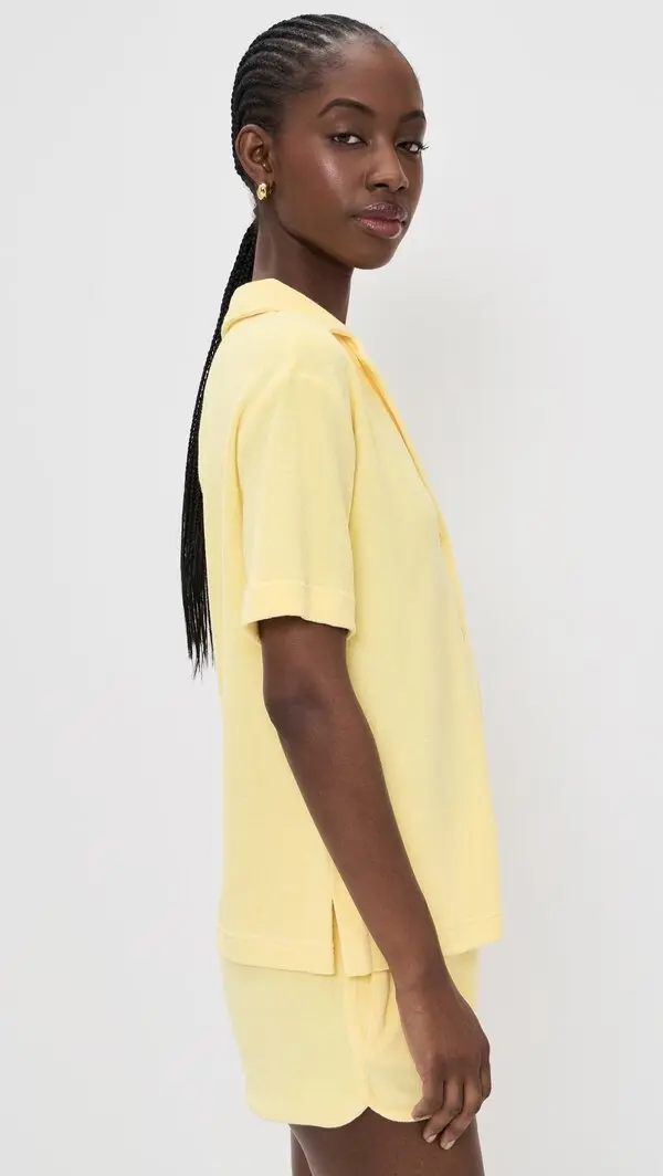 Hunza G Terry Towelling Collared Top - Butter