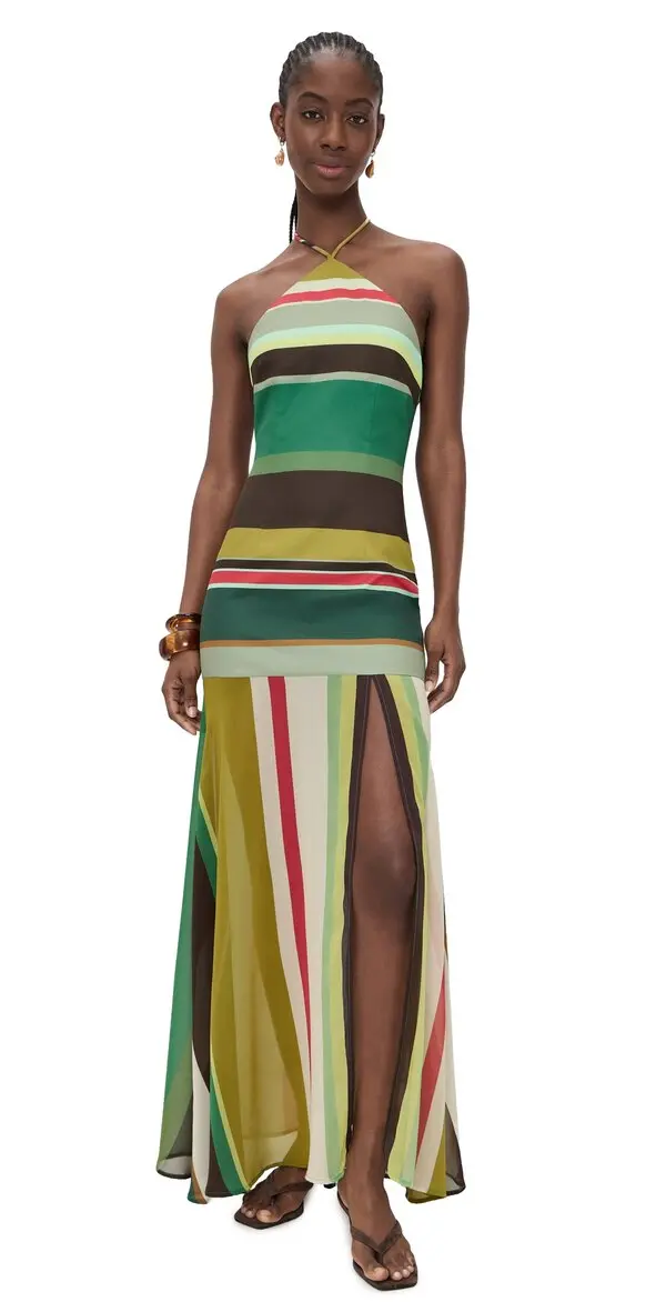 SEVEN WONDERS Estella Halter High Slit Maxi Dress - Estella Multi