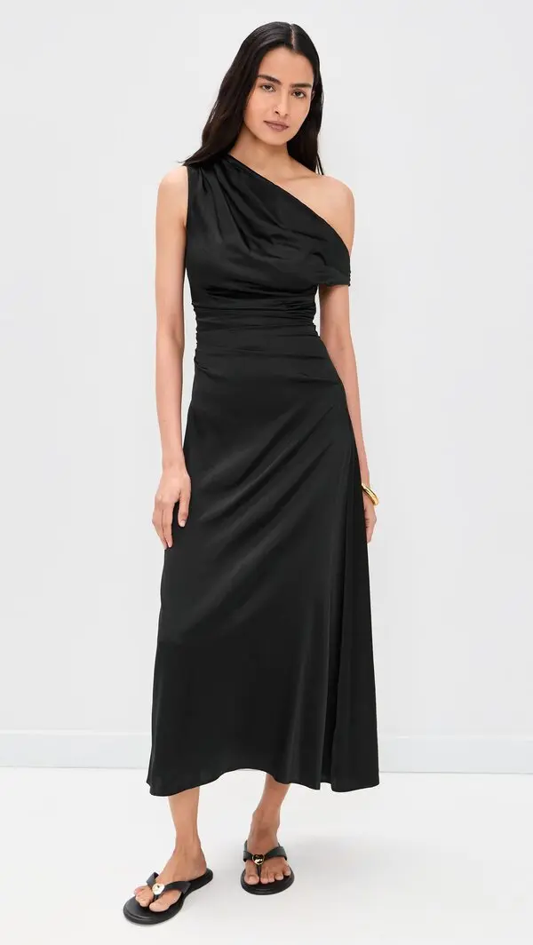 Staud Phare Silk Dress - Black | Editorialist