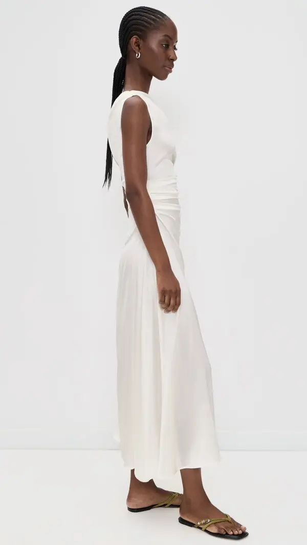 phare silk dress ivory long white silk dress STAUD, Phare Silk Dress in Ivory, Size 0