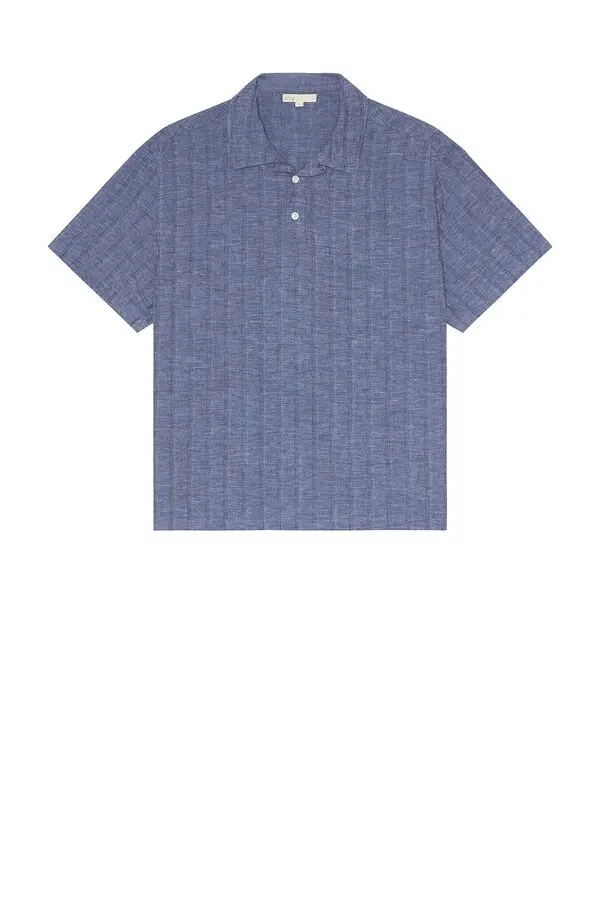 Onia Cotton Linen Pop Over Shirt In Navy