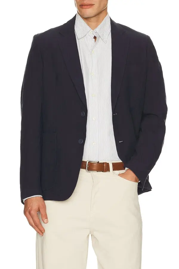 PERCIVAL Tailored Linen Blazer In Blue - Navy