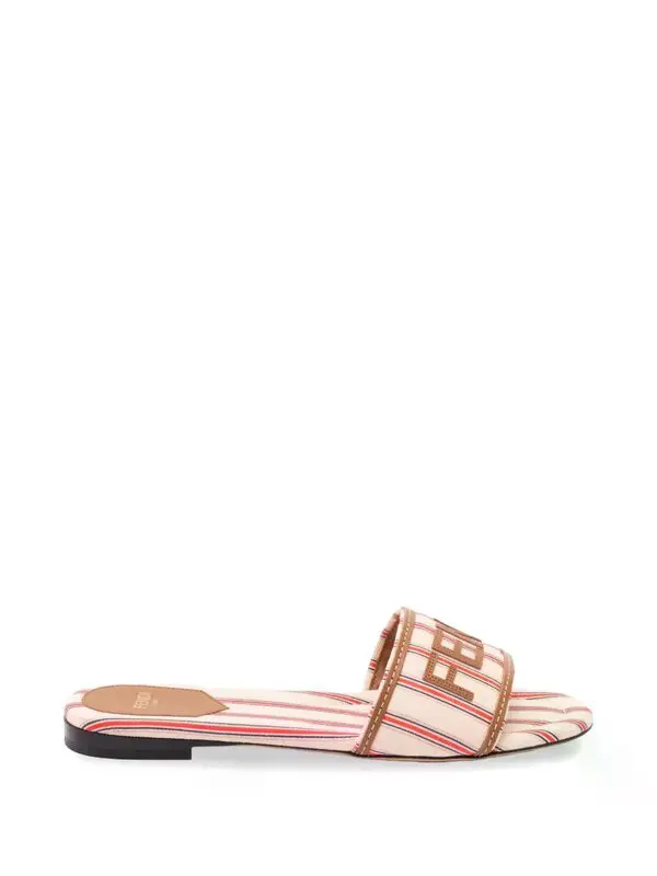 Fendi Sunshine Striped Flat Sandals