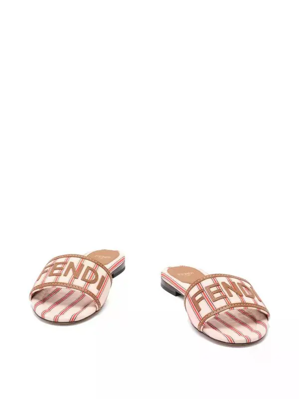 Fendi Sunshine Striped Flat Sandals